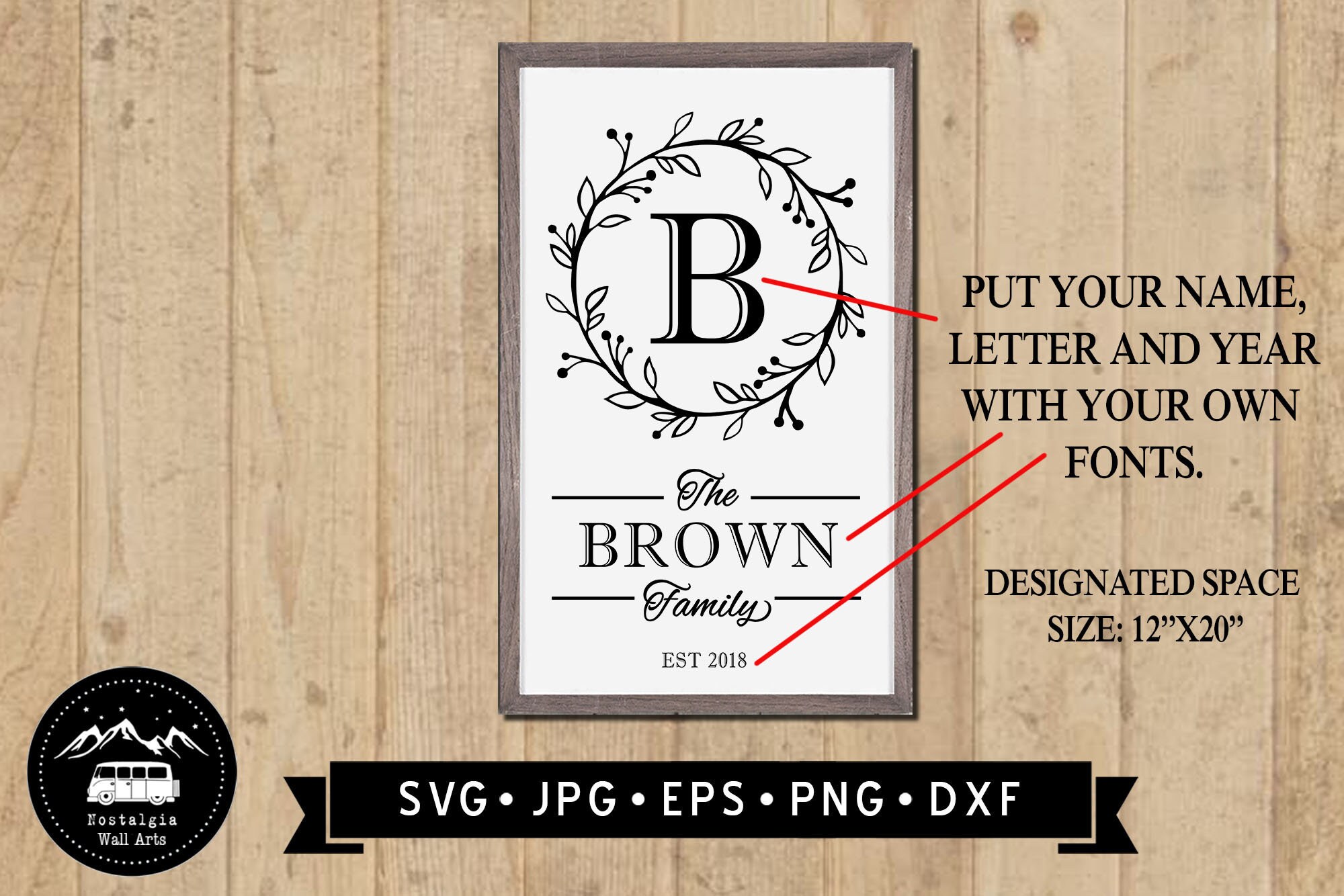 Customizable Family Name Sign SVG Last Name Wreath Svg - Etsy