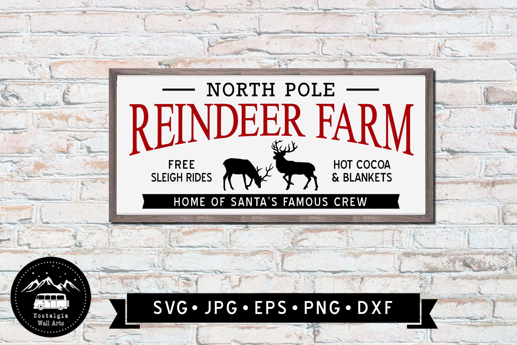 North Pole Reindeer Farm Sign SVG, Vintage Farmhouse Christmas Sign ...