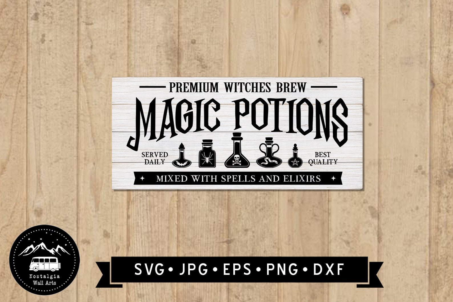 Halloween Magic Potions Sign SVG Witches Brew Vintage | Etsy
