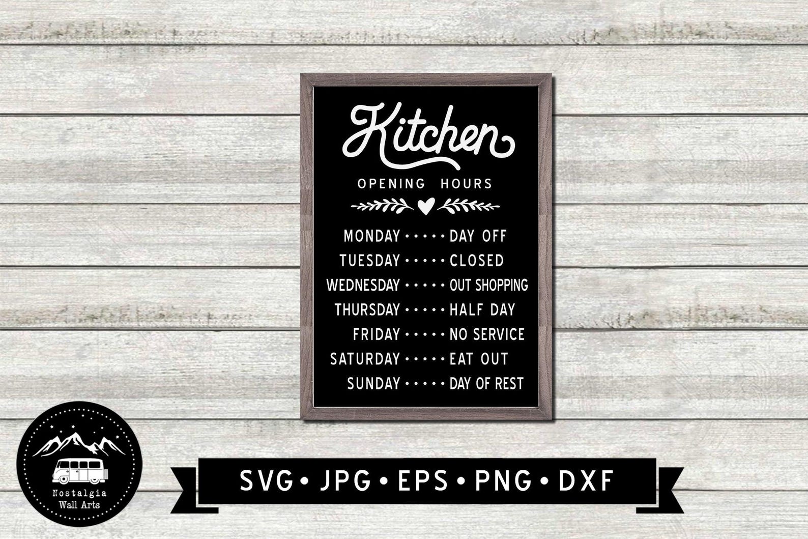 Funny Kitchen Opening Hours Sign SVG, Funny Kitchen Sign, Kitchen ...