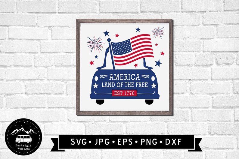 America Land of the Free SVG Vintage Patriotic Sign - Etsy