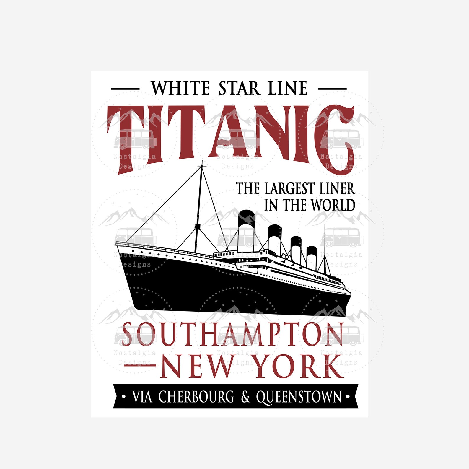 Vintage Titanic Sign SVG, White Star Line Titanic Ship Graphic, Titanic ...