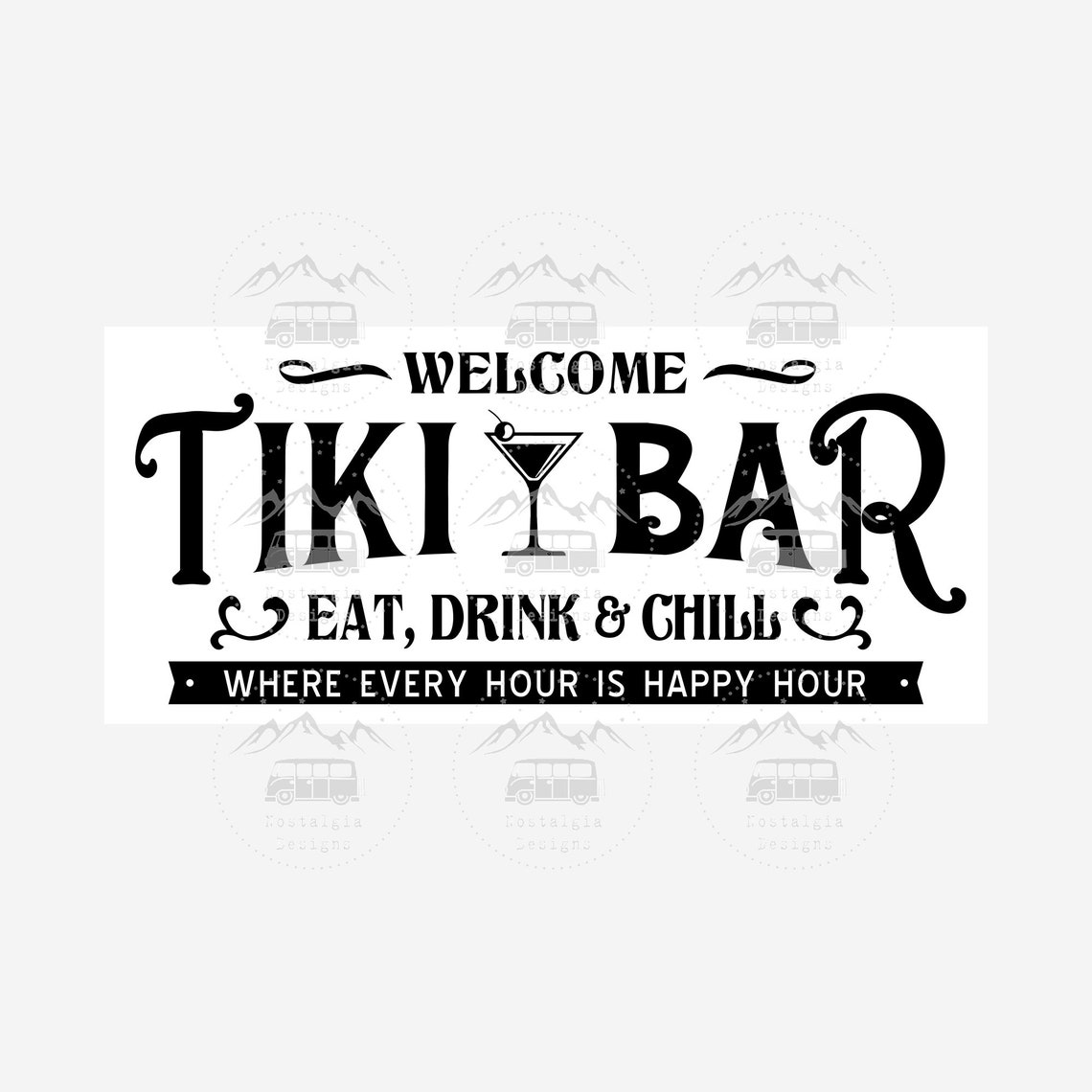 Tiki Bar Sign Svg, Eat Drink and Chill, Vintage Bar Sign SVG, Bar Sign ...