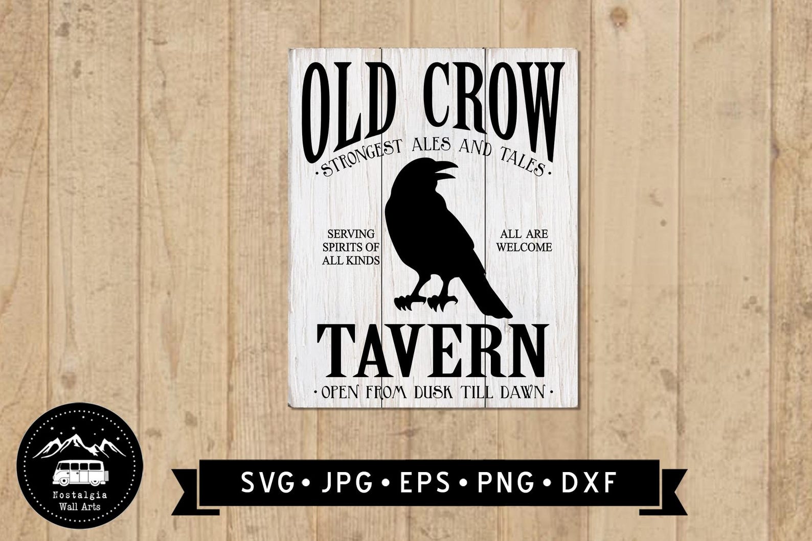 Old Crow Tavern Sign SVG, Old Pub SVG, Vintage Halloween Sign, Crow ...