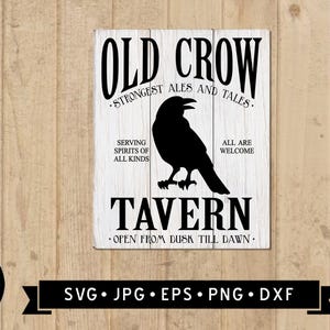 Old Crow Tavern Sign SVG, Old Pub SVG, Vintage Halloween Sign, Crow ...