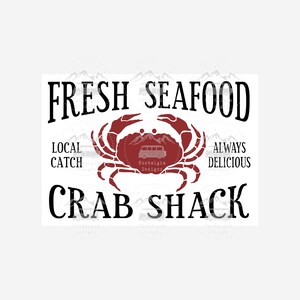 Fresh Seafood Crab Shack Wall Sign SVG, Vintage Restaurant Sign SVG ...