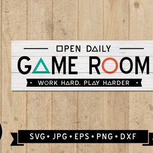 Game Room SVG, Work Hard, Play Harder, Game Room Wall Decor, Gamer Gift ...
