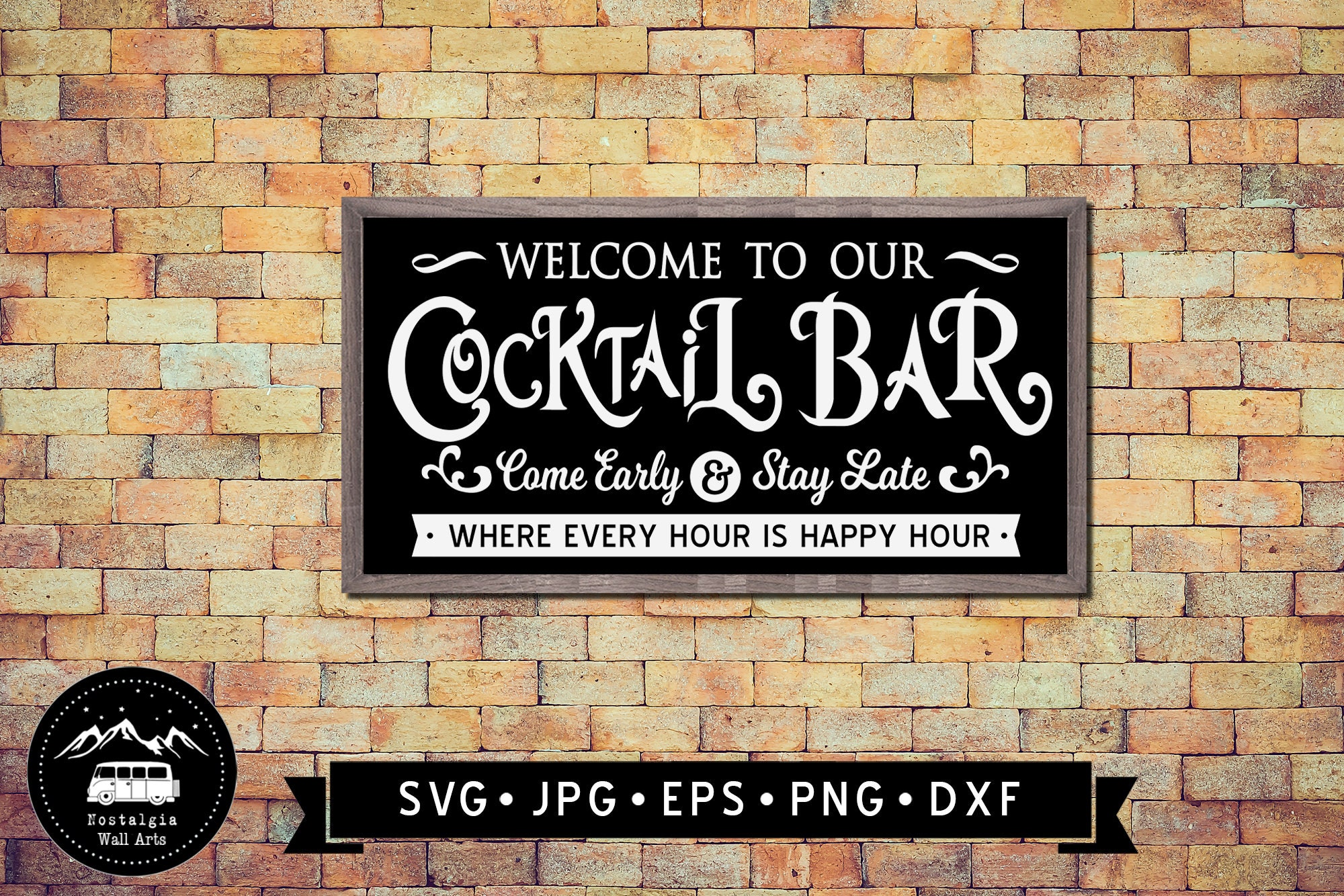 Cocktail Bar Sign SVG, Vintage Bar Sign SVG, Welcome Bar Sign DIY ...