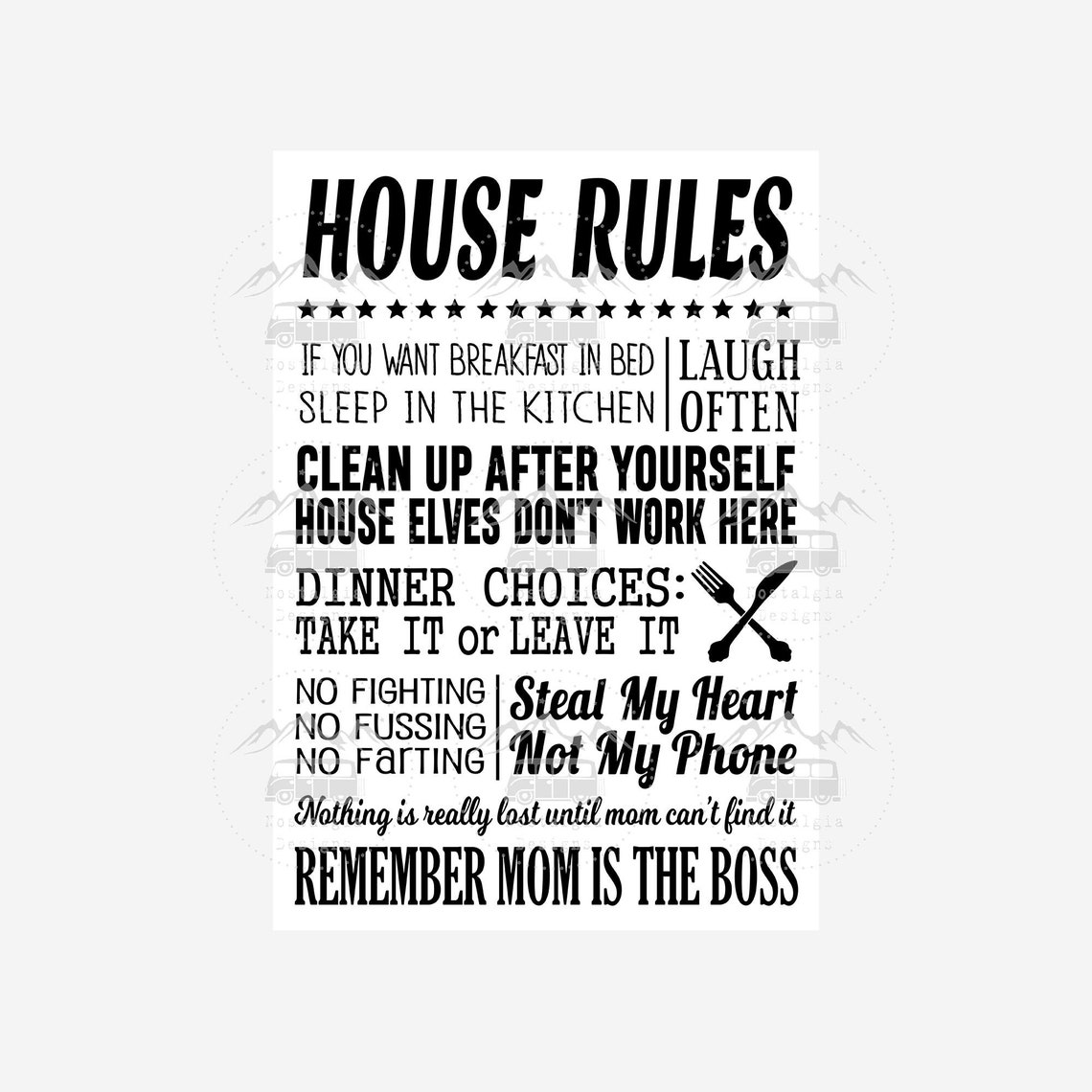 Funny House Rules Sign SVG House Warming Gift Funny Wall - Etsy