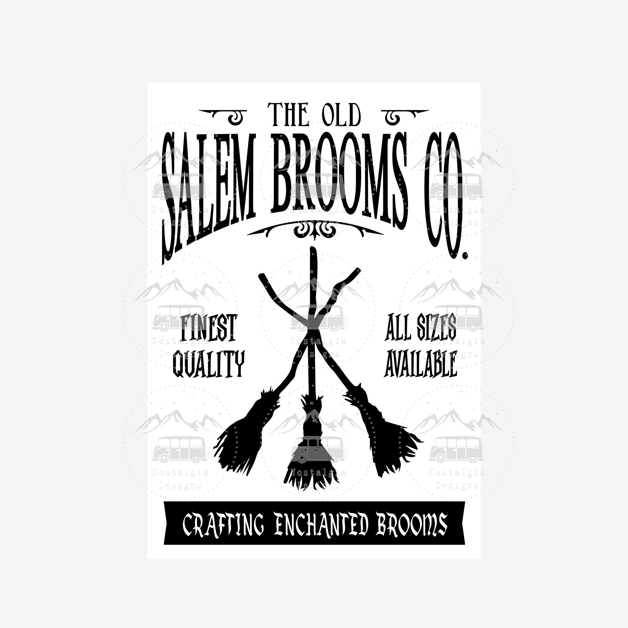 The Old Salem Brooms Co SVG, Crafting Enchanted Brooms Sign, Halloween ...