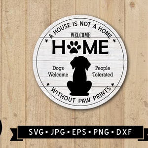 Welcome Home Sign SVG, Dogs Welcome People Tolerated Sign Svg, Vintage ...