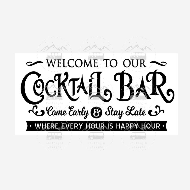 Cocktail Bar Sign SVG, Vintage Bar Sign SVG, Welcome Bar Sign DIY ...
