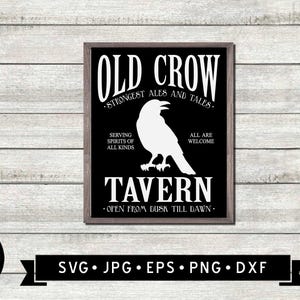 Old Crow Tavern Sign SVG, Old Pub SVG, Vintage Halloween Sign, Crow ...