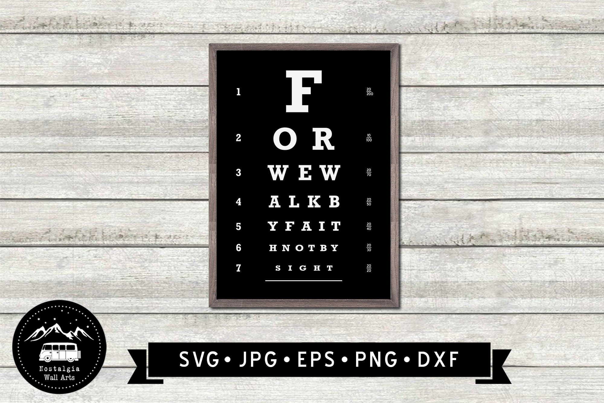 Eye Chart SVG, Vision Test, Walk by Faith Not By verschluss Wandkunst ...