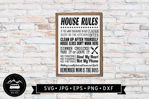 Funny House Rules Sign Svg Vintage Farmhouse House Rules Sign Etsy
