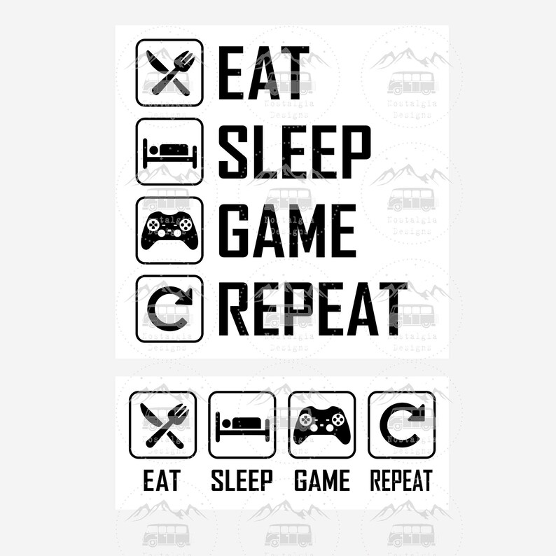 Eat Sleep Game Repeat SVG Vertical & Horizontal Versions | Etsy