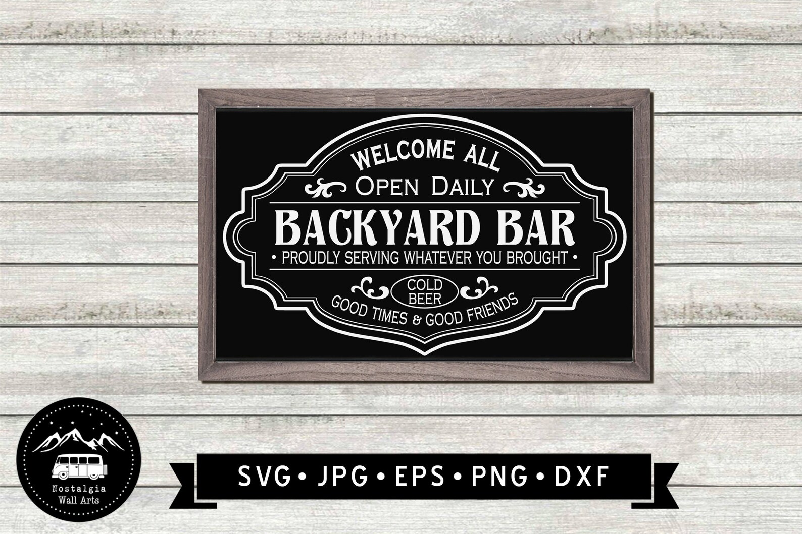 Backyard Bar Sign SVG, Backyard Welcome Sign DIY, Vintage Patio Sign ...