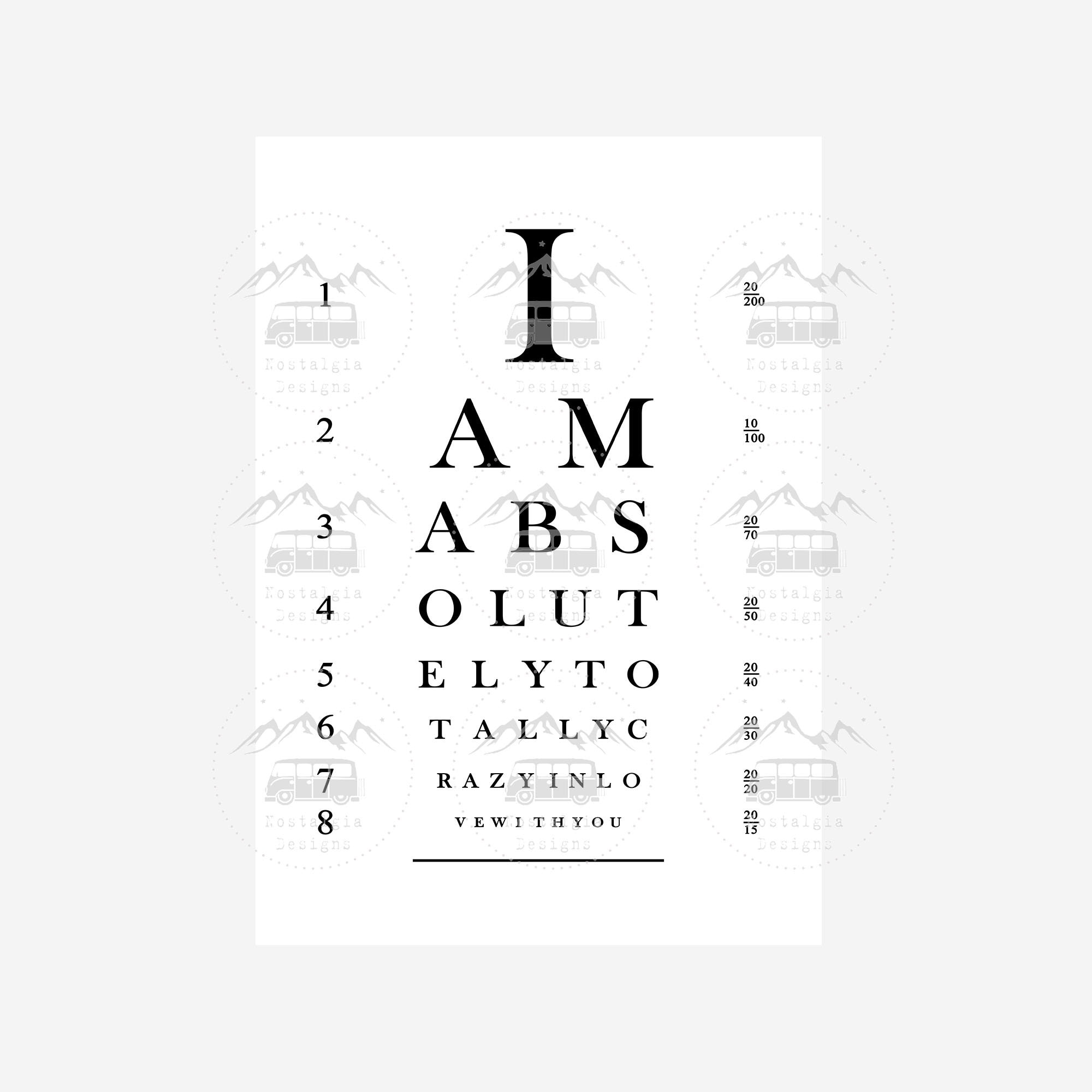 Eye Chart SVG Vision Test I Am Absolutely Totally Crazy in - Etsy