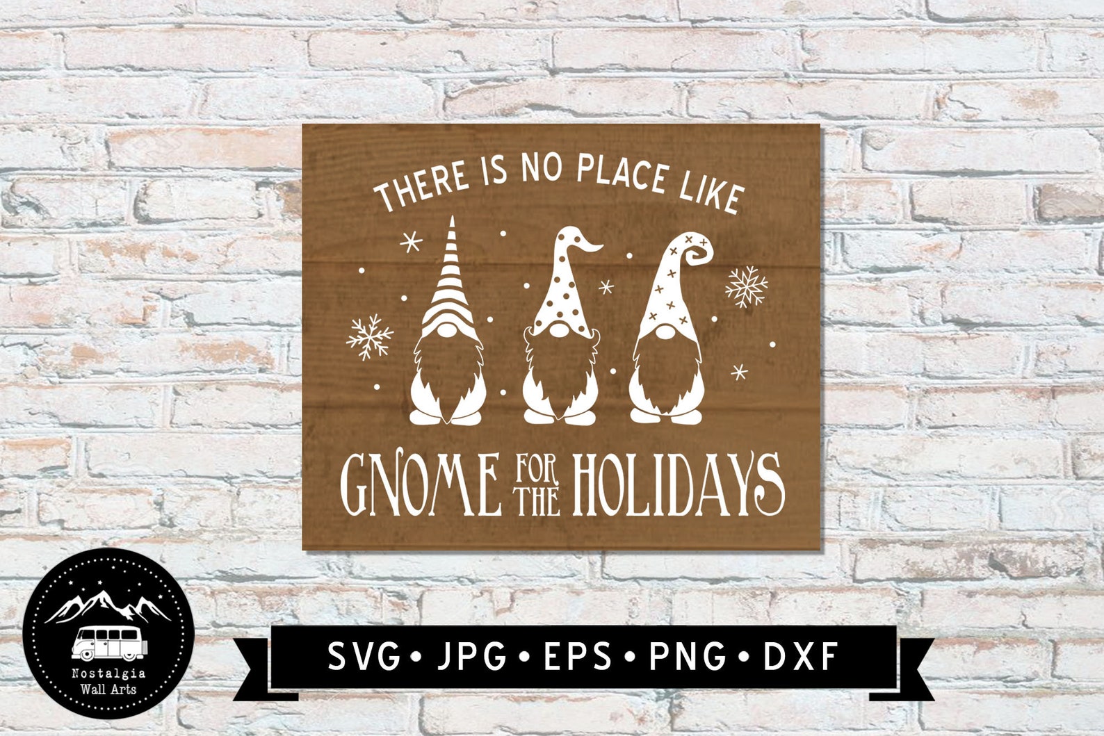 There is No Place Like Gnome for the Holidays Sign SVG, Vintage ...