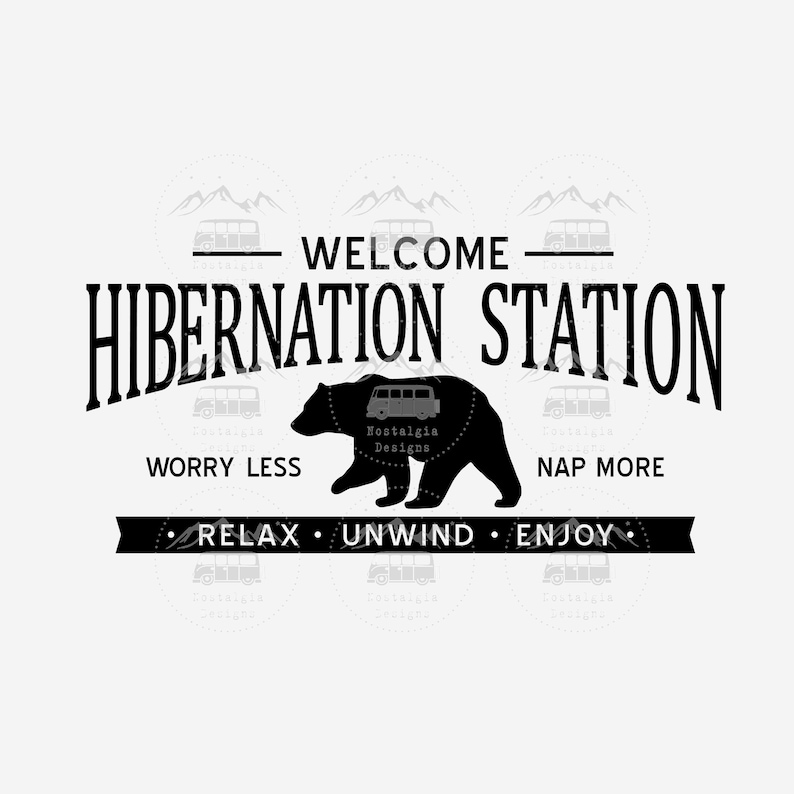 Hibernation Station Sign SVG Bear Printable Nursery Bear - Etsy