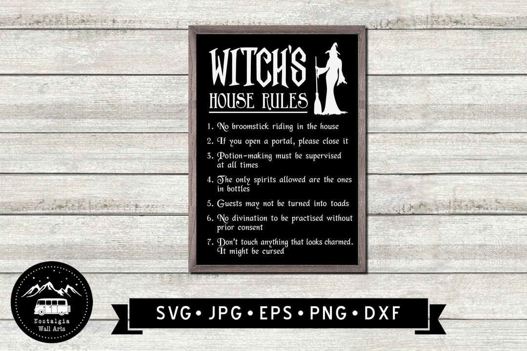 Witch House Rules Sign SVG, Funny Halloween Printable, Halloween Party ...