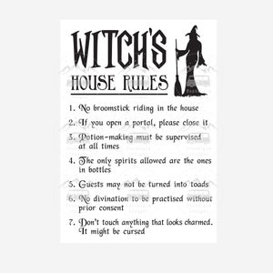 Witch House Rules Sign SVG, Funny Halloween Printable, Halloween Party ...