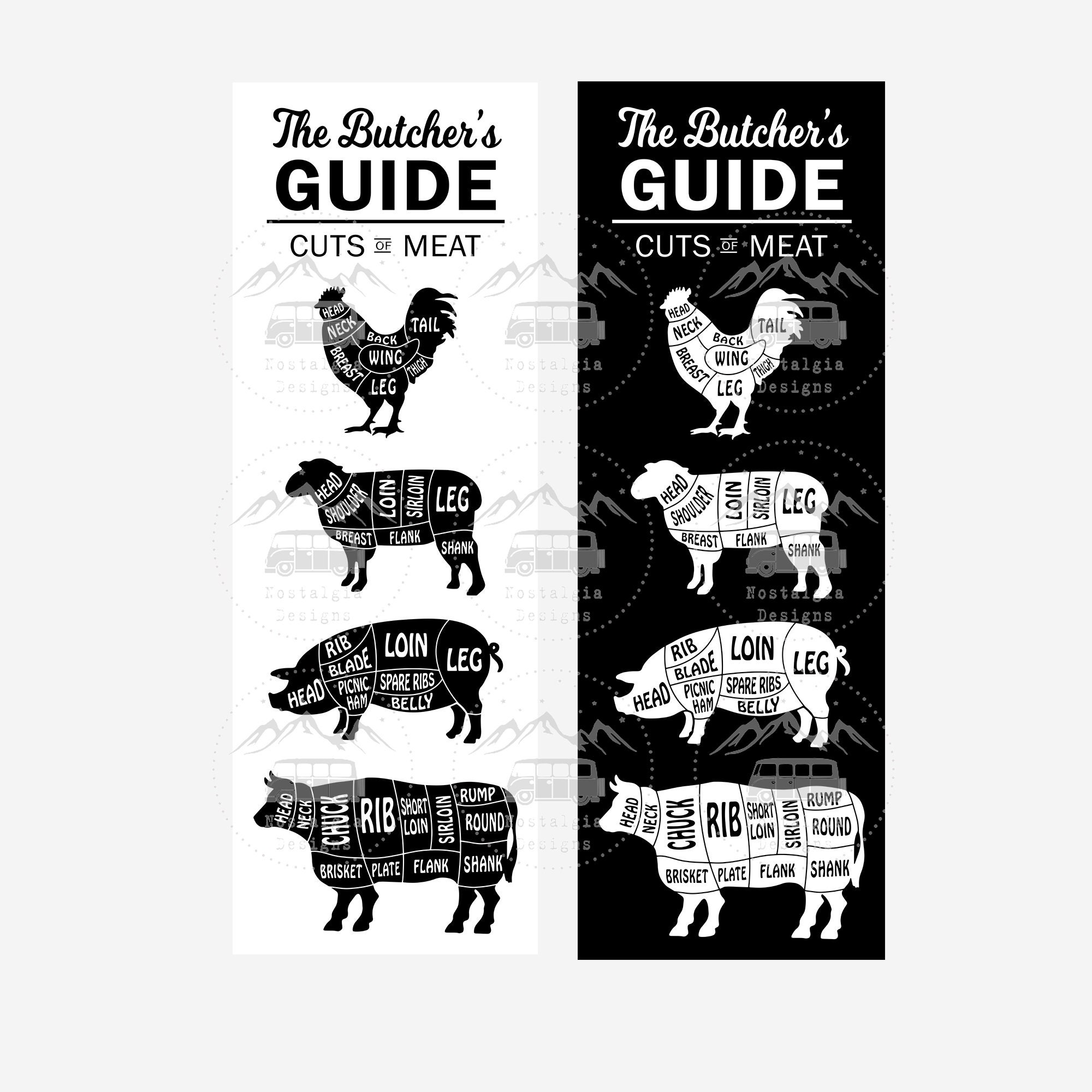 Butcher's Guide SVG, Cuts of Meat Chart Sign SVG, Farmhouse Kitchen ...