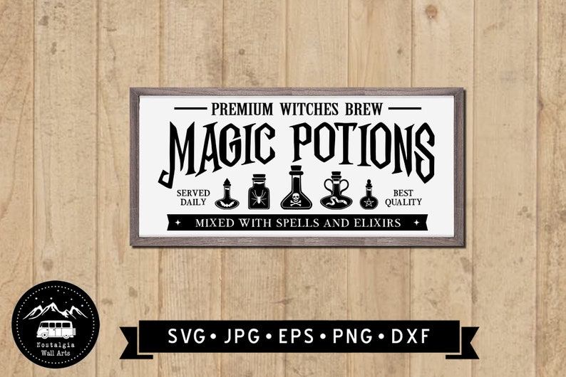 Halloween Magic Potions Sign SVG Witches Brew Vintage - Etsy