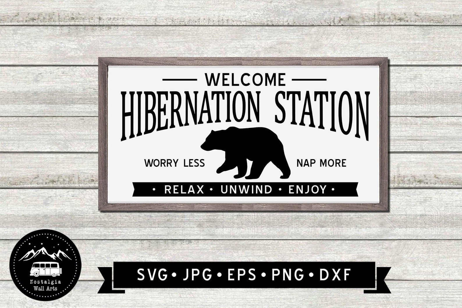 Hibernation Station Sign SVG Bear Printable Nursery Bear - Etsy