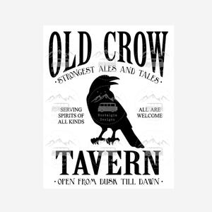 Old Crow Tavern Sign SVG, Old Pub SVG, Vintage Halloween Sign, Crow ...