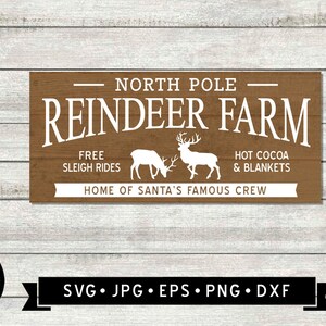 North Pole Reindeer Farm Sign SVG, Vintage Farmhouse Christmas Sign ...