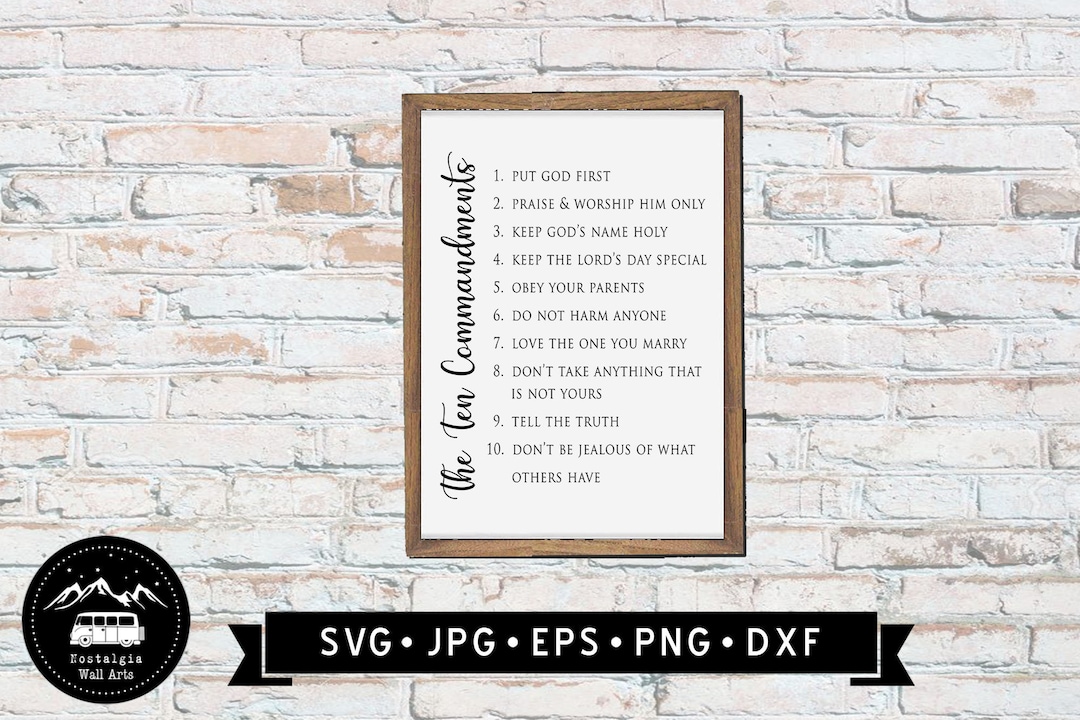 The Ten Commandments Sign SVG, Christian Wall Art Svg, Vintage ...