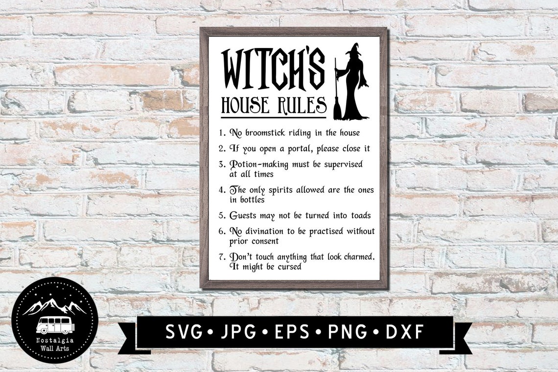 Witch House Rules Sign SVG Funny Halloween Printable - Etsy