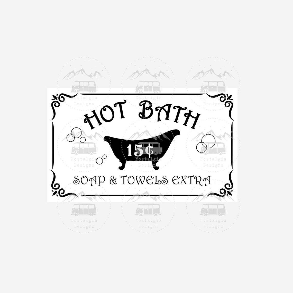 Hot Bath Wall Sign SVG, Bathroom Art Svg, Vintage Bathroom Sign Svg ...