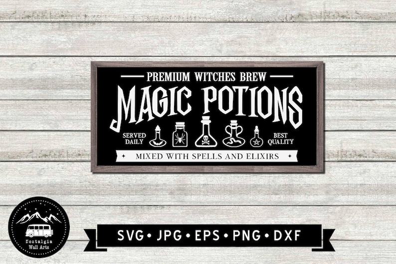 Halloween Magic Potions Sign SVG Witches Brew Vintage | Etsy
