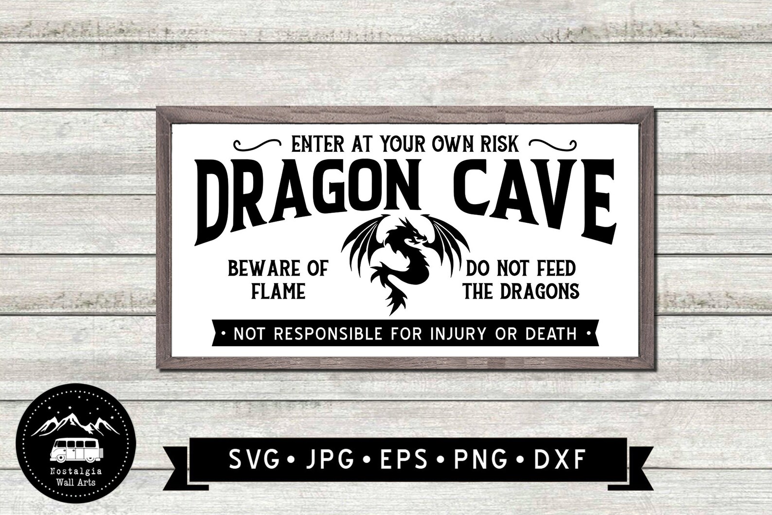 Dragon Cave Sign SVG, Dragon Warning Sign SVG, Dragon Printable ...