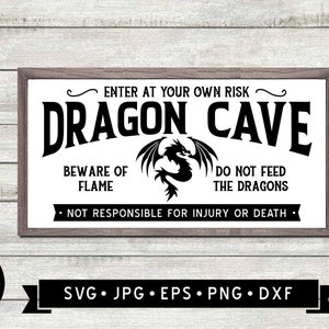 Dragon Cave Sign SVG, Dragon Warning Sign SVG, Dragon Printable ...