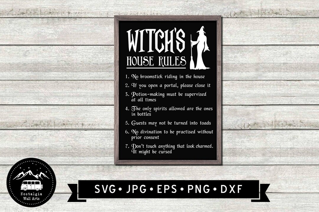 Witch House Rules Sign SVG, Funny Halloween Printable, Halloween Party ...