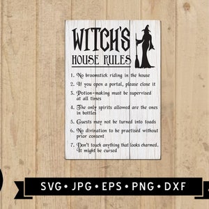 Witch House Rules Sign SVG, Funny Halloween Printable, Halloween Party ...