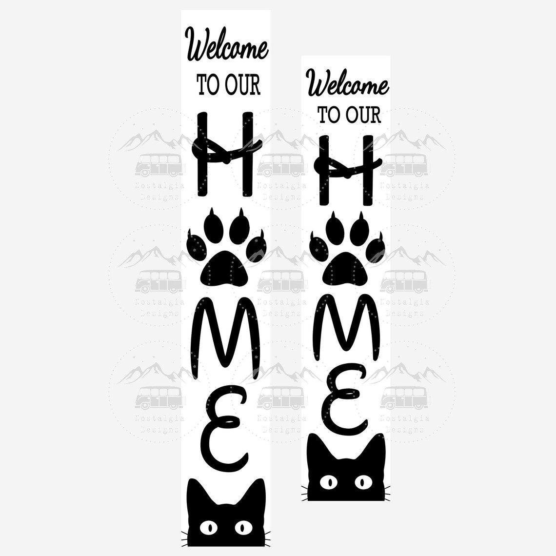 Welcome to Our Home Cat Sign SVG, Cat Paw Wall Sign SVG, Vintage ...