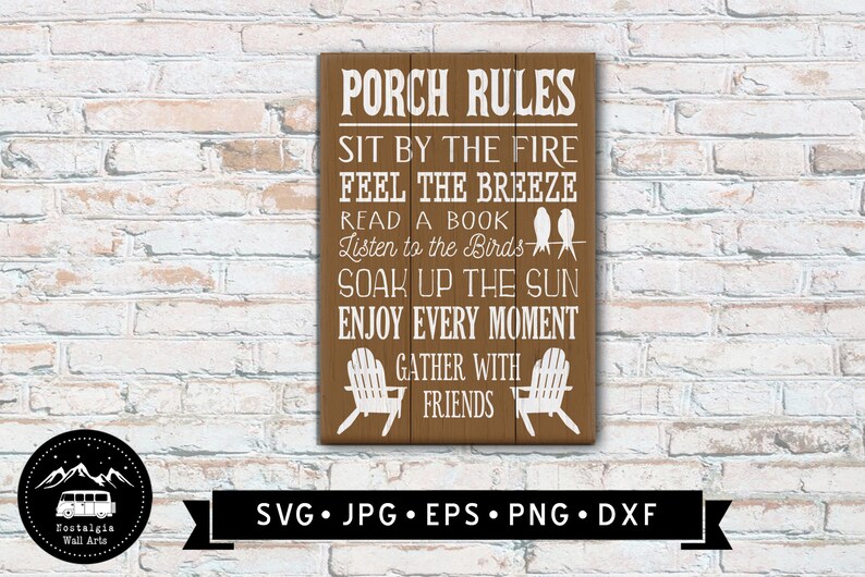 Porch Rules Sign SVG Porch Silhouette Vintage Porch Wall - Etsy