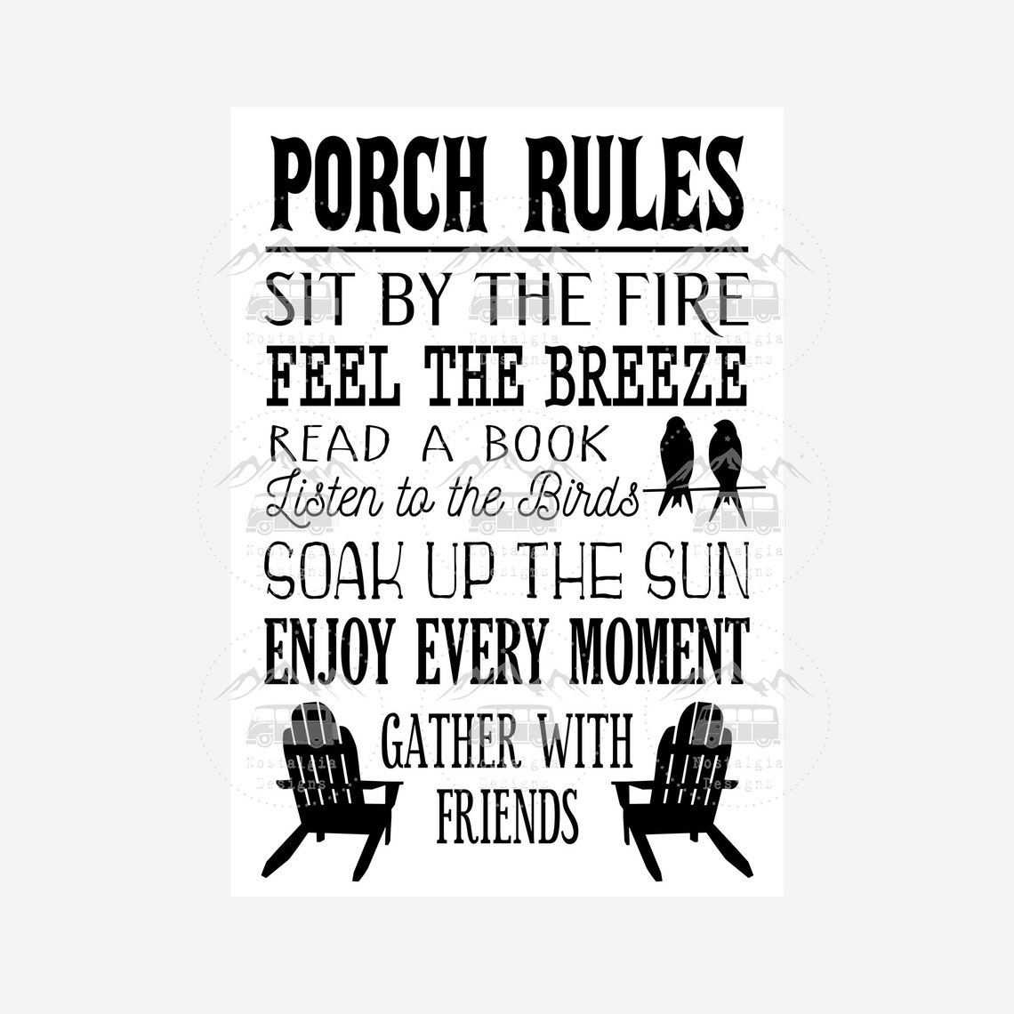 Porch Rules Sign SVG Porch Silhouette Vintage Porch Wall - Etsy