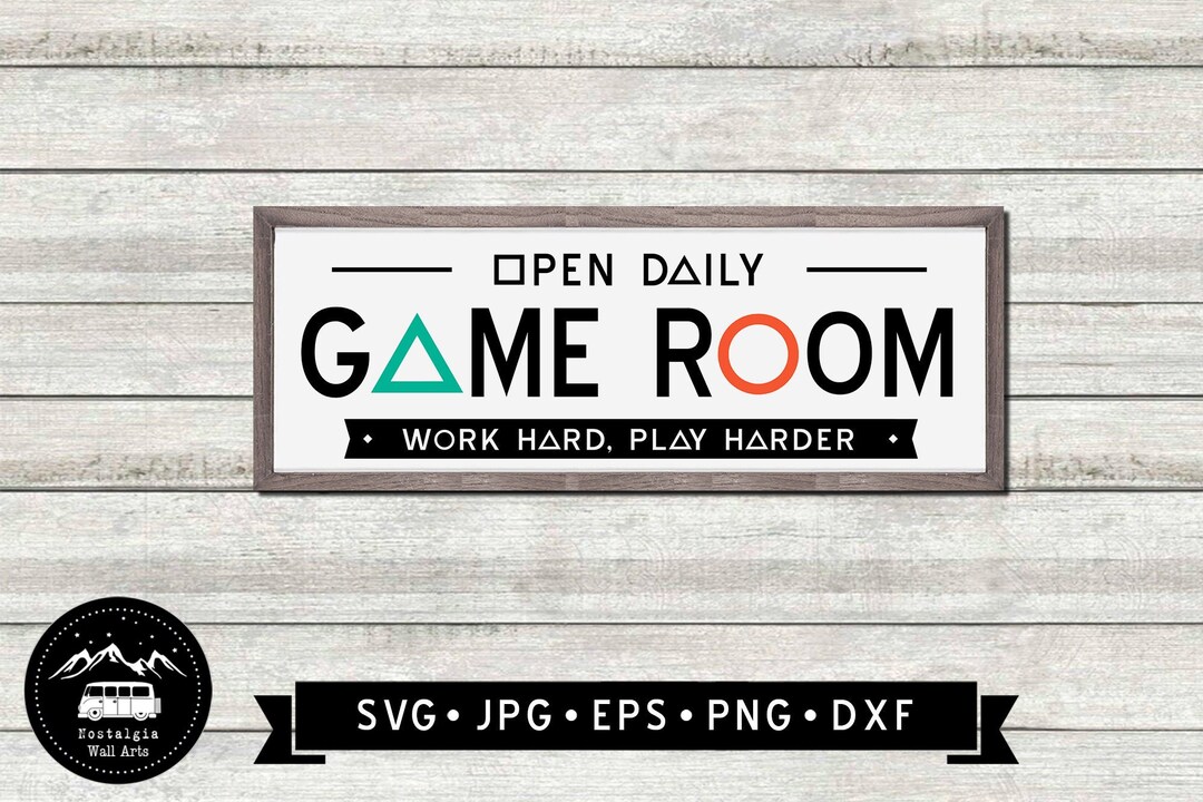 Game Room SVG, Work Hard, Play Harder, Game Room Wall Decor, Gamer Gift ...