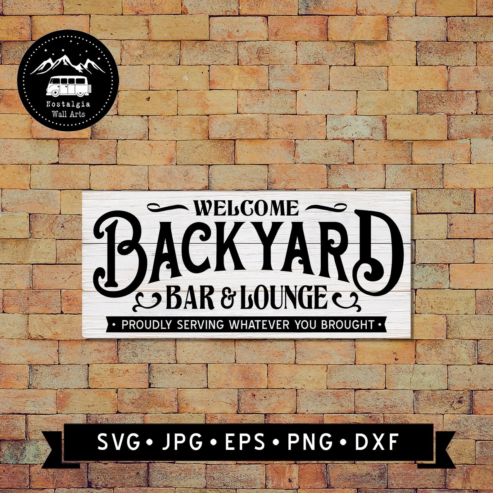 Backyard Bar and Lounge Sign Svg, Backyard Sign DIY, Vintage Bar Sign ...