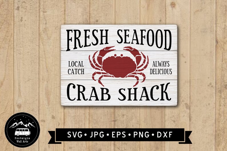 Fresh Seafood Crab Shack Wall Sign SVG, Vintage Restaurant Sign SVG ...