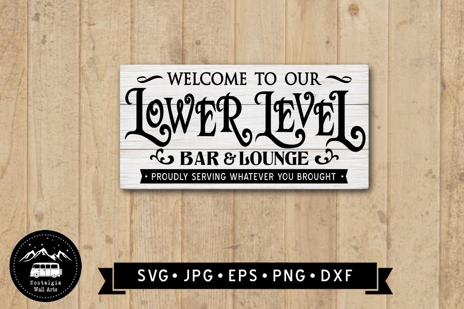 Lower Level Bar and Lounge Sign Svg, Basement Sign DIY, Vintage Bar ...