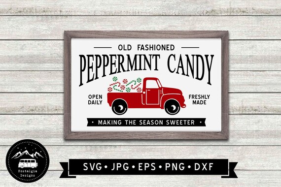 Old Fashioned Peppermint Candy Sign SVG Vintage Christmas | Etsy