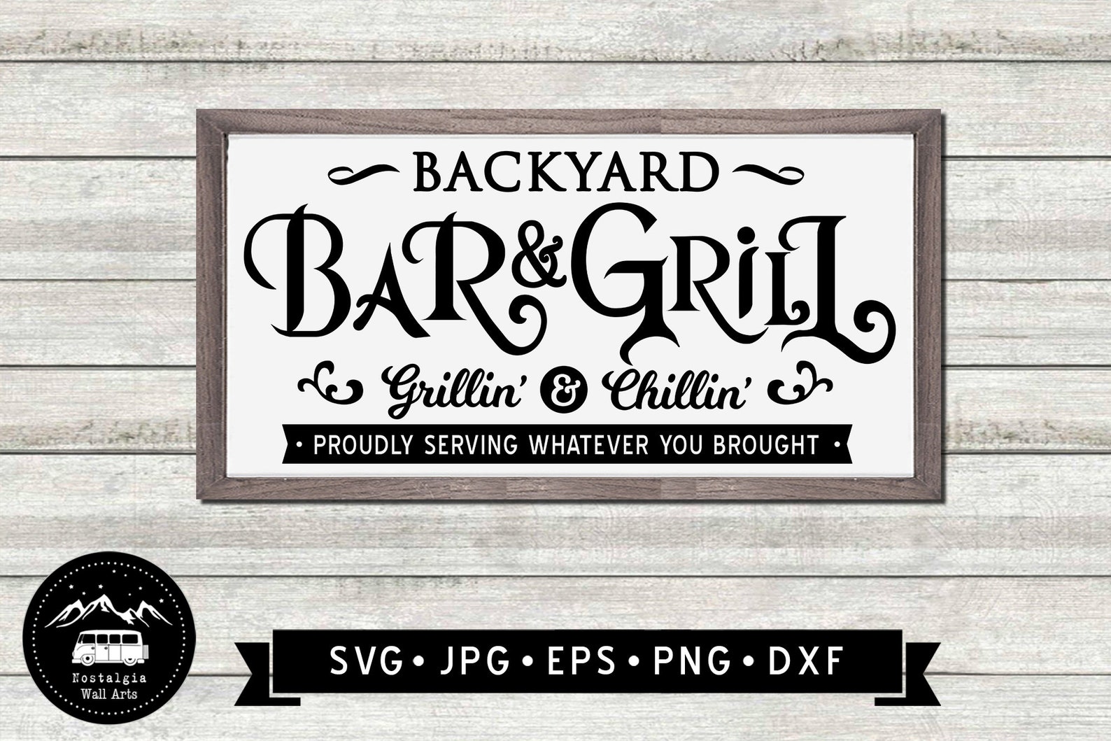 Backyard Bar and Grill Sign SVG, Backyard Sign DIY, Vintage Patio Sign ...