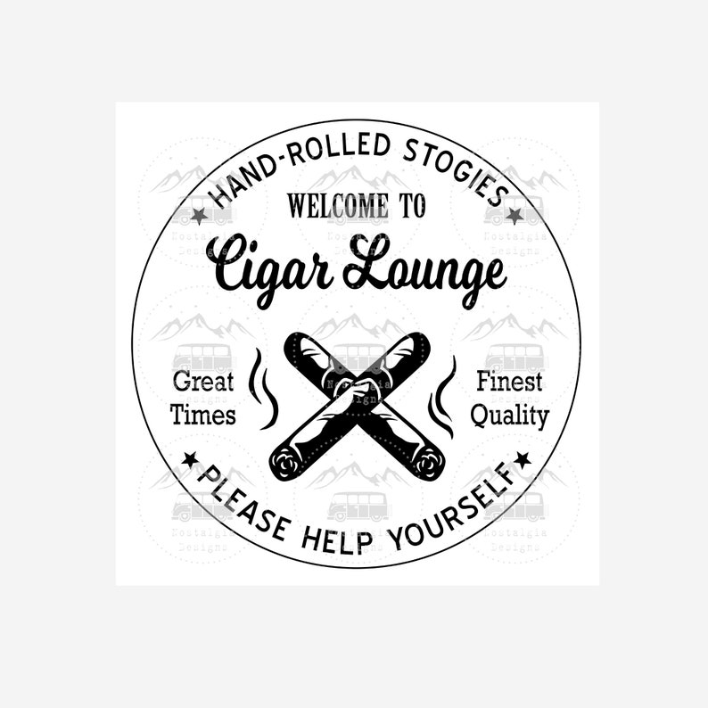 Cigar Lounge Sign SVG, Hand-rolled Stogies, Home Bar DIY, Round Cigar ...