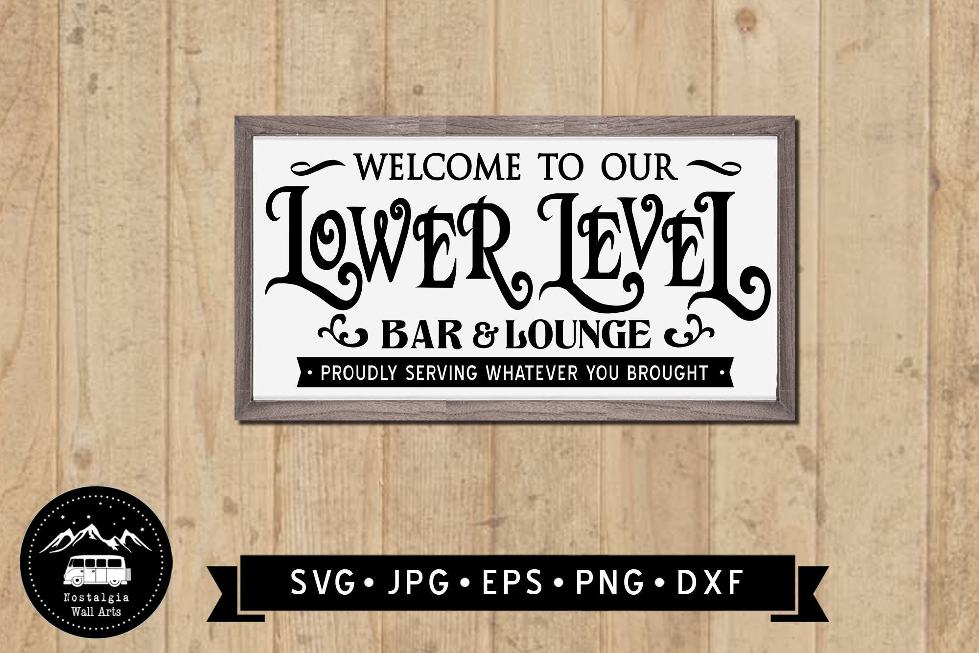Lower Level Bar and Lounge Sign Svg, Basement Sign DIY, Vintage Bar ...